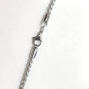 2-5mm Silver Square Rolo Chain Stainless Steel Round Box Chain Necklace ...