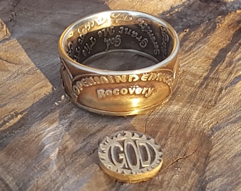 Sobriety AA Recovery Chip Alcoholics Anonymous Coin Ring NA Coin ...