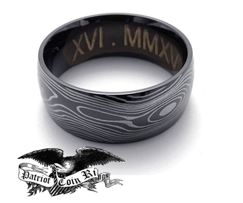Reg 299.95 7mm Damascus Style Titanium Ring wedding Band | Etsy