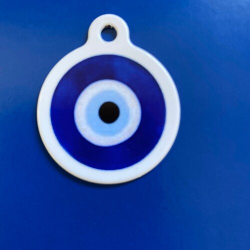 Name Tag for Dog Hand Stamped Pet ID Tag Evil Eye - Etsy