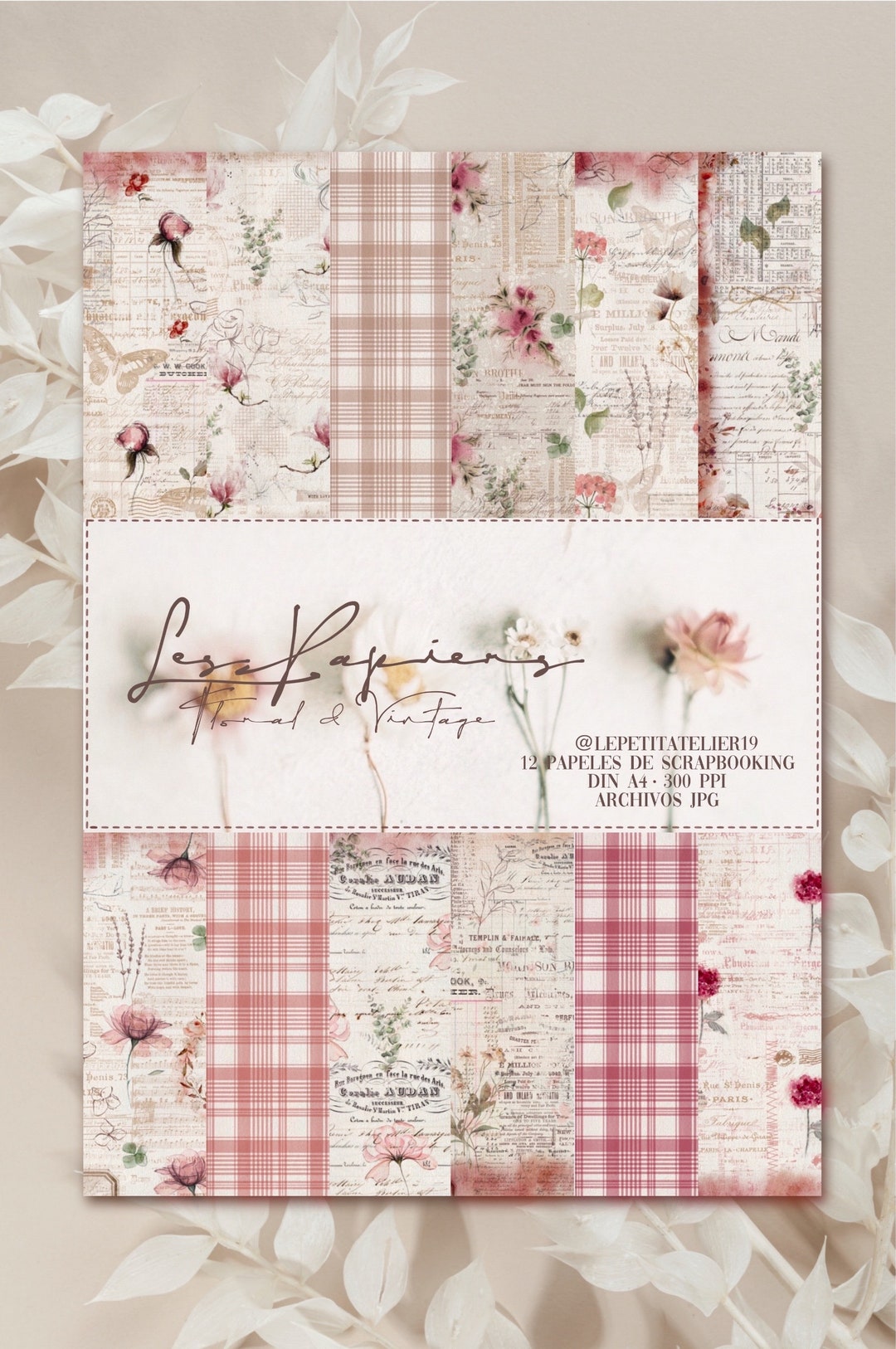 Collection LES PAPIERS Print Decorated Papers for Scrapbooking, Art ...