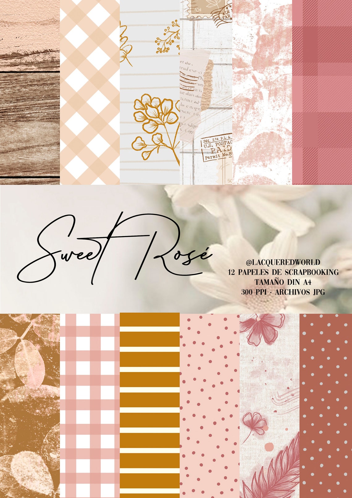 SCRAPBOOKING Sweet Rosé COLLECTION Decorated Print Papers - Etsy
