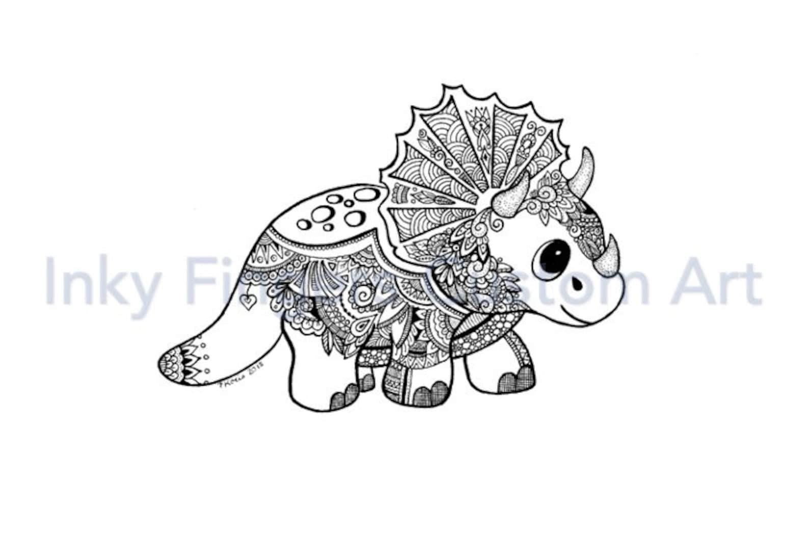 Nursery Art, Dinosaurs, Zentangle, Art, Drawings, Pen and Ink, Black ...