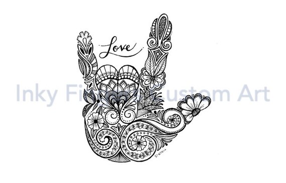I Love You Sign Language Svg Zentangle I Love You Sign ASL I Love You