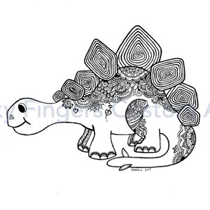 Dinosaur, Zentangle, Art, Drawings, Pen and Ink, Black and White, Hand ...