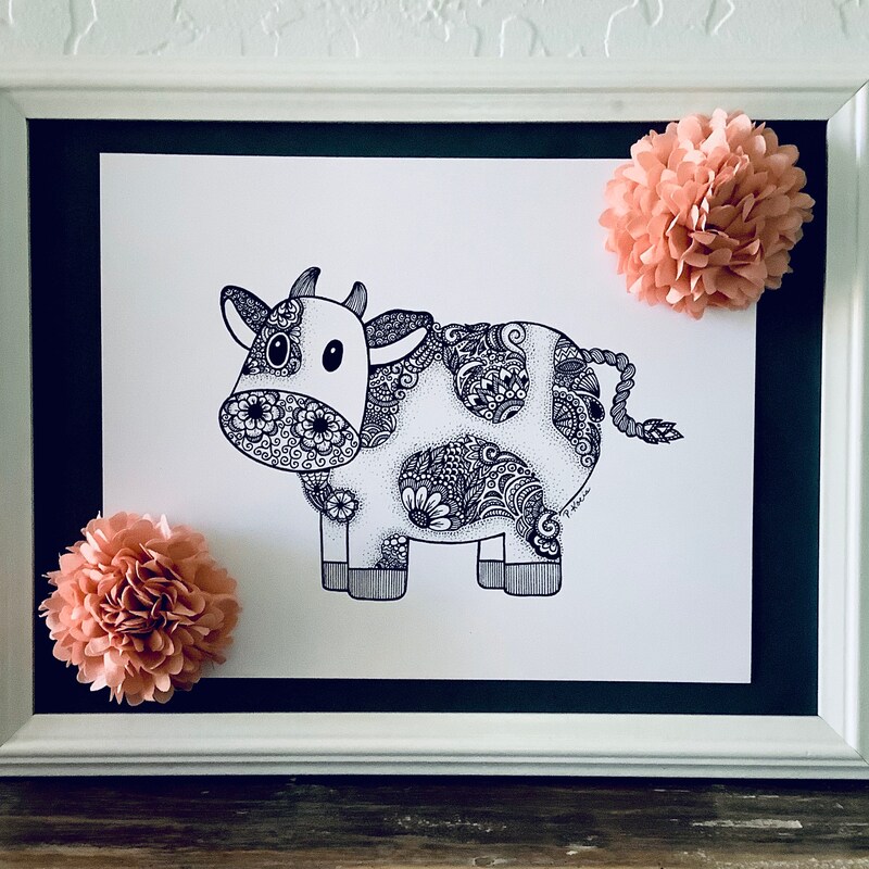 Zentangle Cow - Etsy