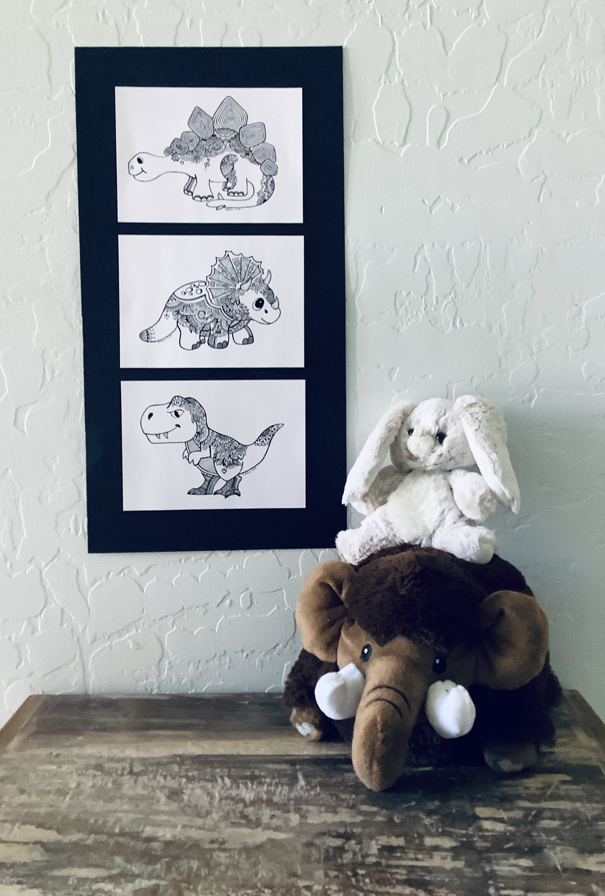 Nursery Art, Dinosaurs, Zentangle, Art, Drawings, Pen and Ink, Black ...