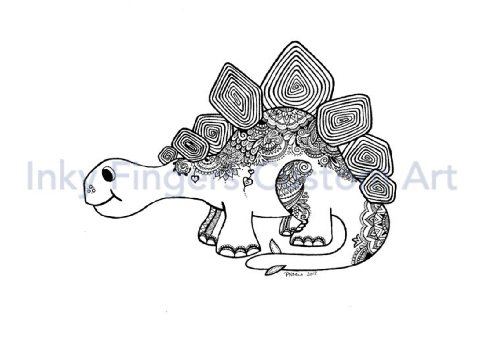 Nursery Art, Dinosaurs, Zentangle, Art, Drawings, Pen and Ink, Black ...