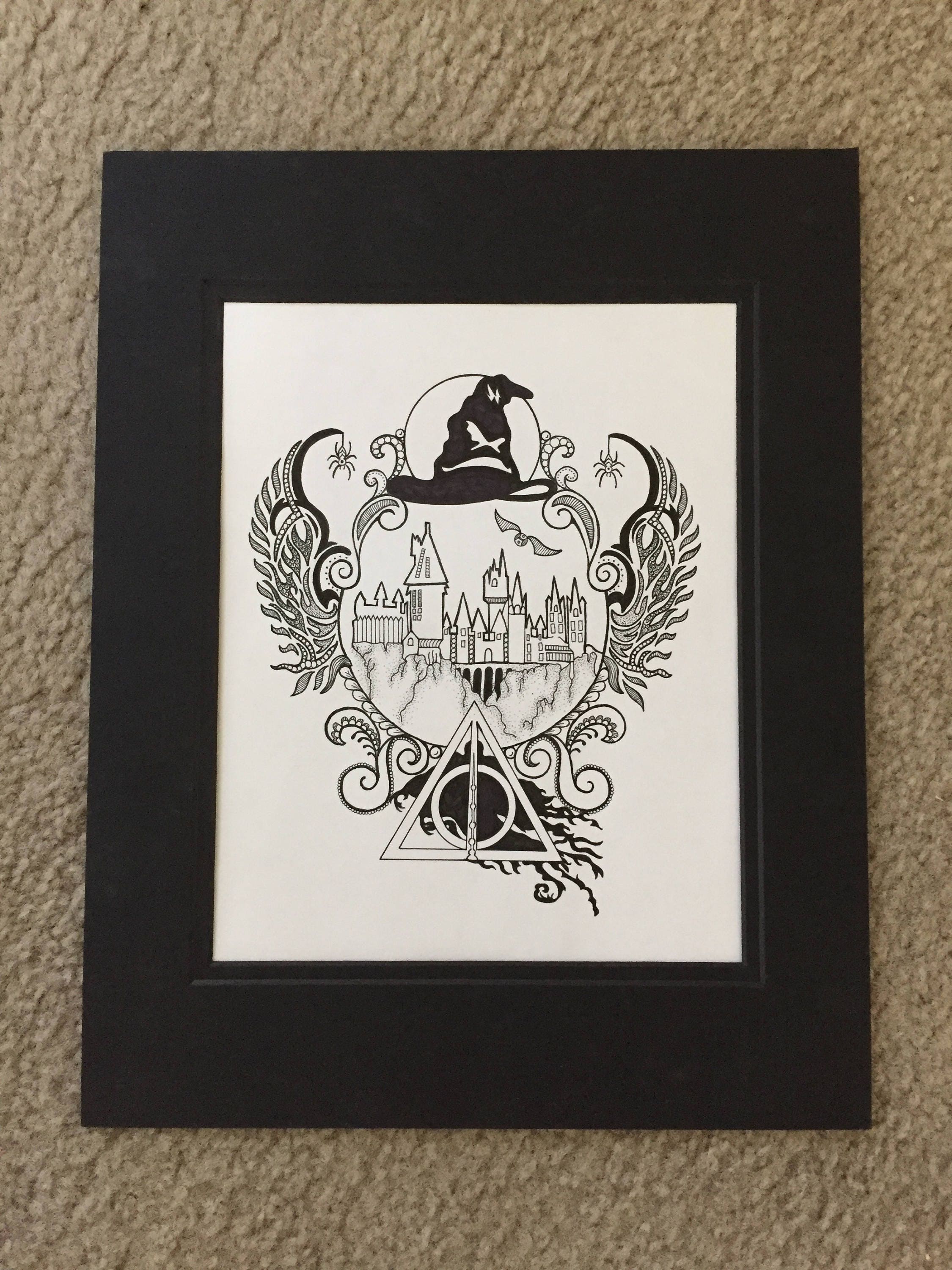 Harry Potter, Hogwarts, Zentangle, Art, Drawings, Pen and Ink, Black ...