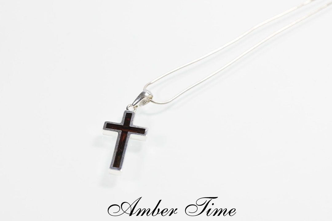 ZB0172 Cross. Natural Baltic Amber Cross Pendant & Sterling Silver 925 ...