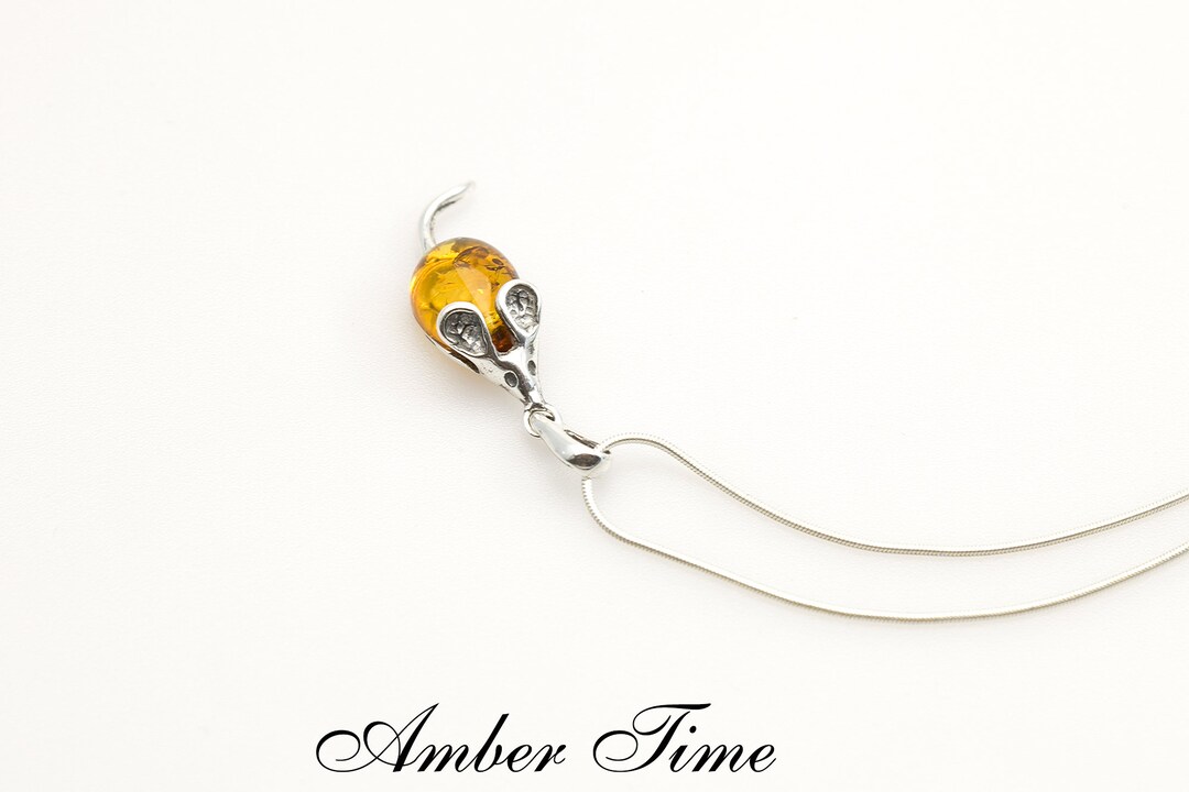 ZB0357 Mouse. Amber Mouse Pendant & Sterling Silver 925 - Etsy
