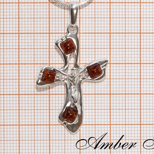 ZB0045 Cross. Natural Baltic Amber Cross Pendant & Sterling Silver 925 ...