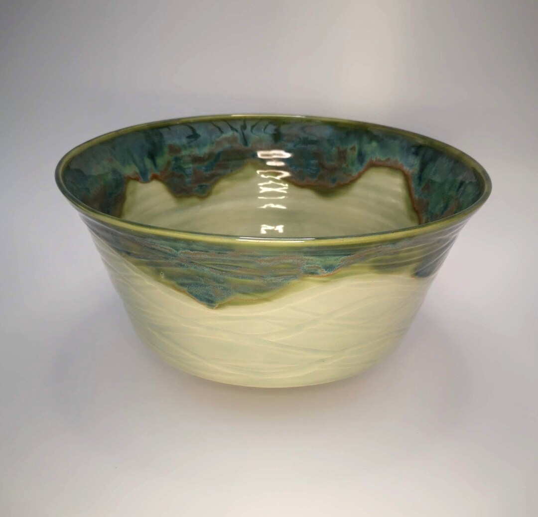 Ceramic Bowl, Extra Large Ceramic Bowl, Large Green Bowl, Large Hand ...