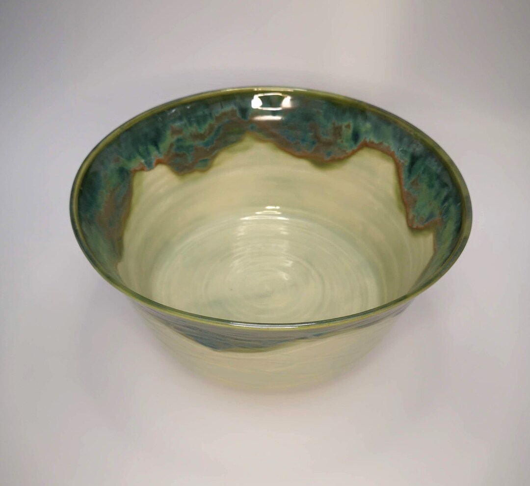 Ceramic Bowl, Extra Large Ceramic Bowl, Large Green Bowl, Large Hand ...