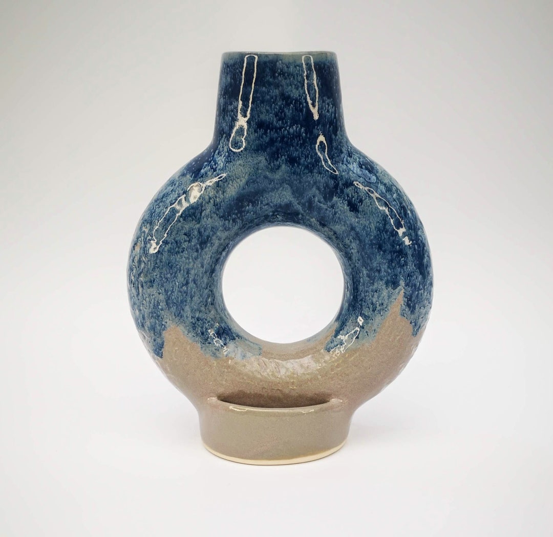 Ceramic Vase, Doughnut Vase, Flower Display, Unique Vase, Hand Thrown ...