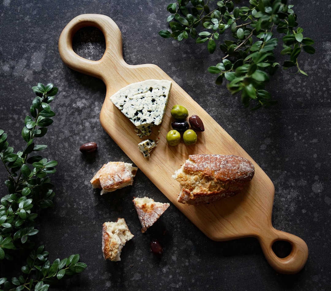 Organic Shaped Double Handle Wood Serving Board - Shaped and Carved by ...