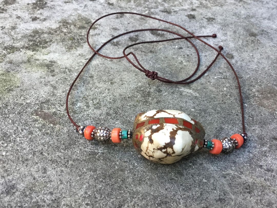 Natural Tibetan White Turquoise,coral and Silver Beaded Neckless - Etsy