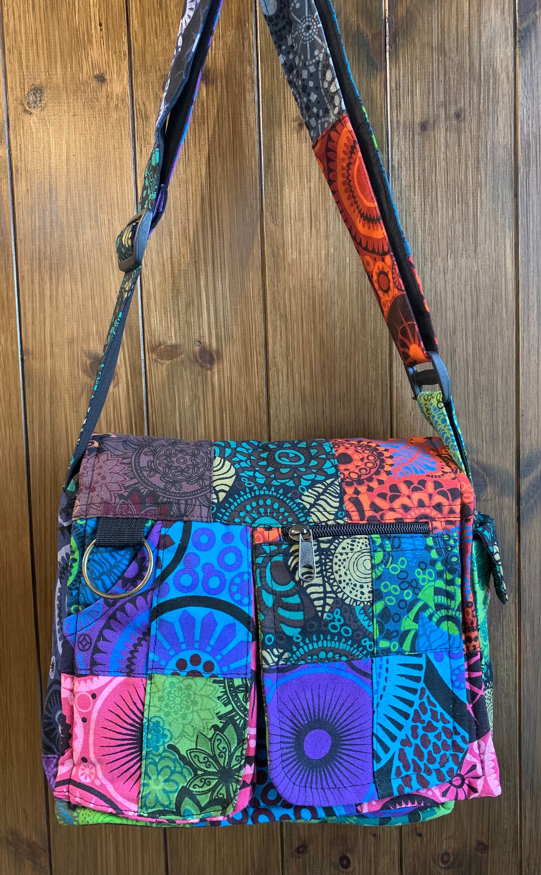 CROSSBODY MESSENGER BAG, Medium Size Shoulder Bag, Patchwork Design ...