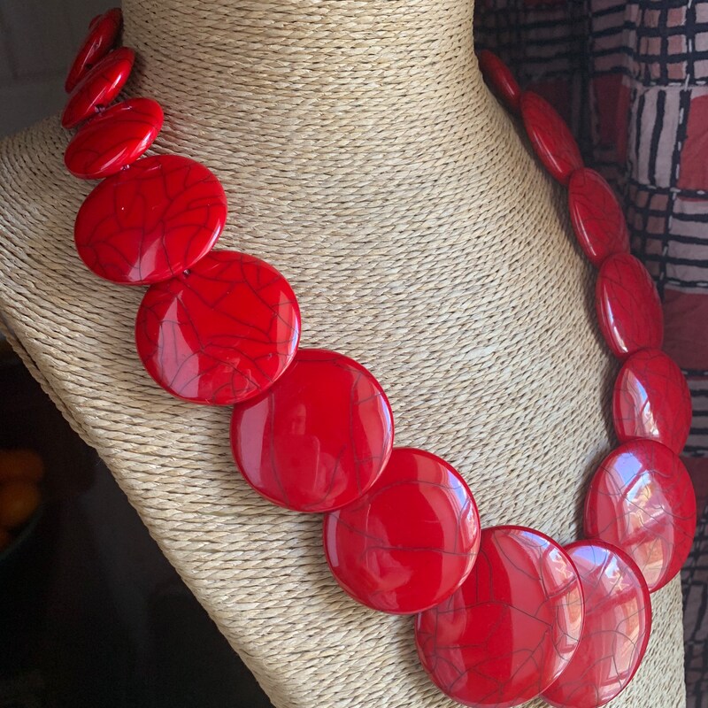 Red Statement Necklace - Etsy