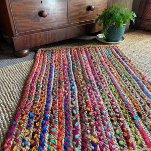 Colourful JUTE Cotton-chindi Mat-recycled Cotton Rag - Etsy UK
