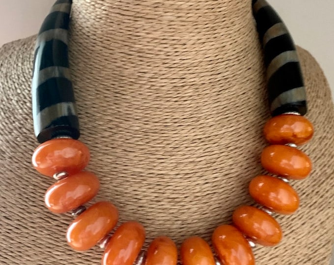 BIG BEAD NECKLACE Handbeaded Chunky Statement Necklace - Etsy