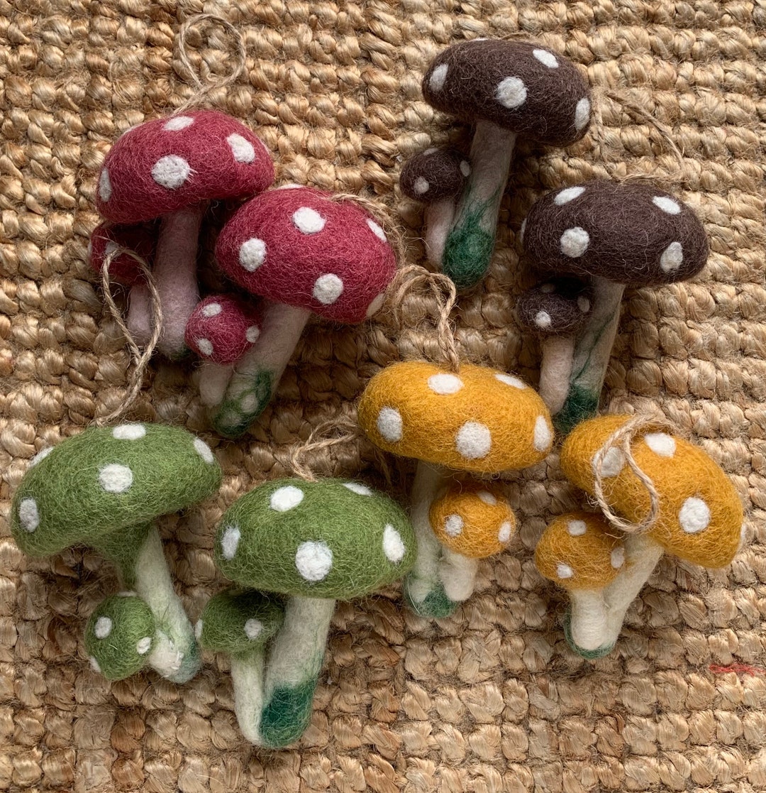 FELT TOADSTOOLS, Handfelted in Nepal, Felt Decoration. HOME Decor. - Etsy