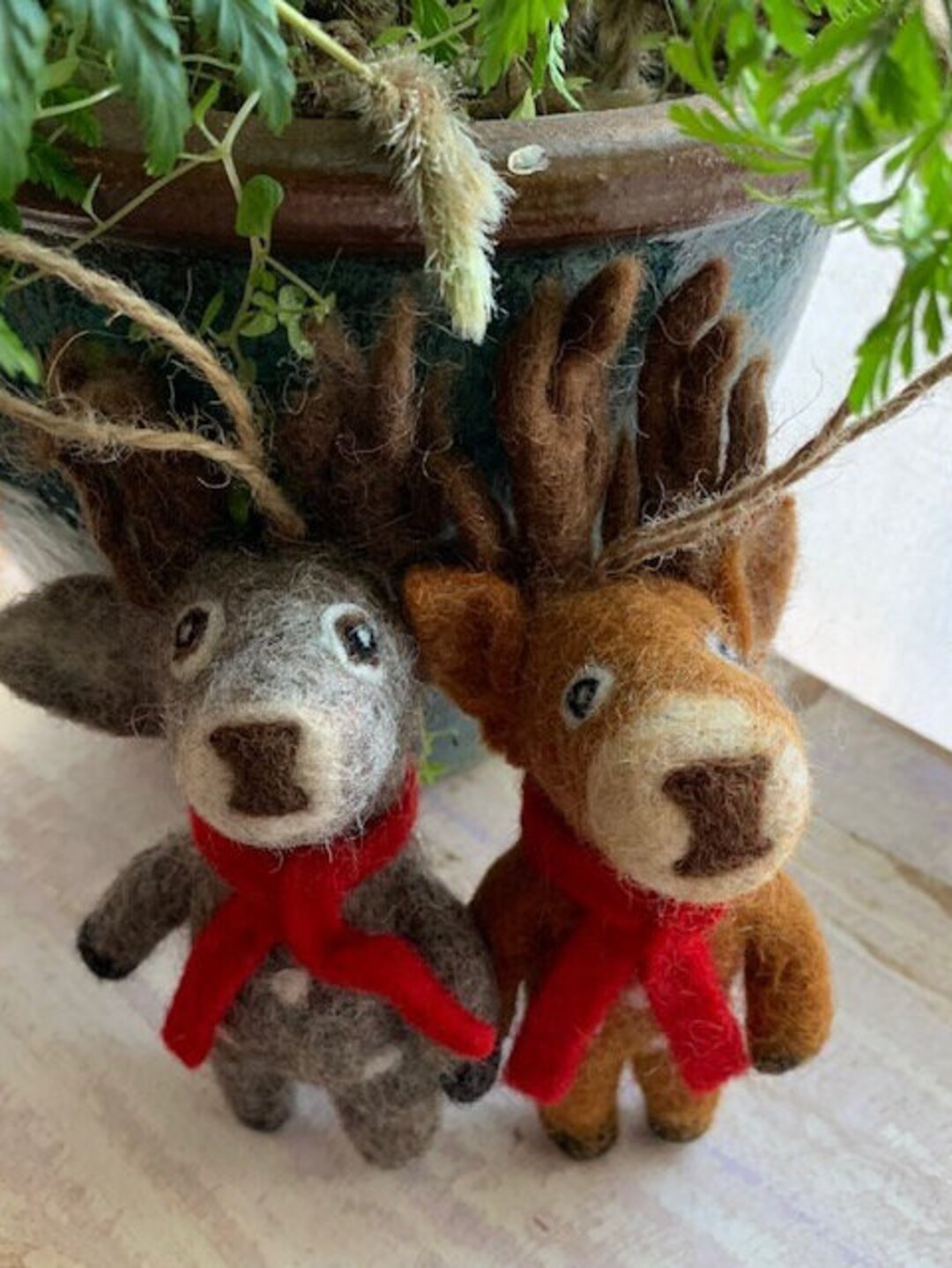 FELT REINDEER, Handfelted in Nepal, Felted Wool Decoration With a Jute ...