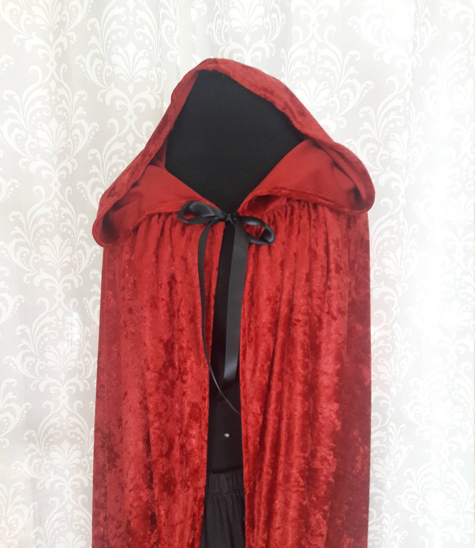 Red Hooded Cloak Red Cape Crushed Velvet Hooded Cloak | Etsy