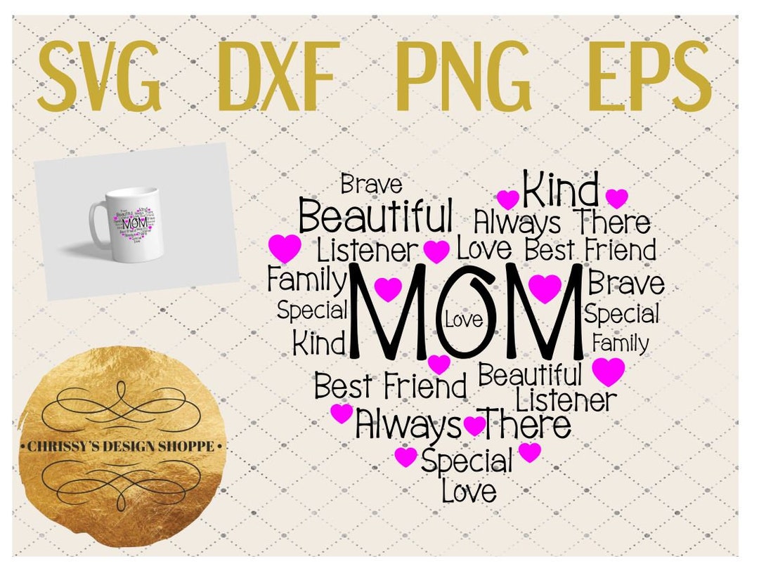 Mom Word Art SVG - Etsy