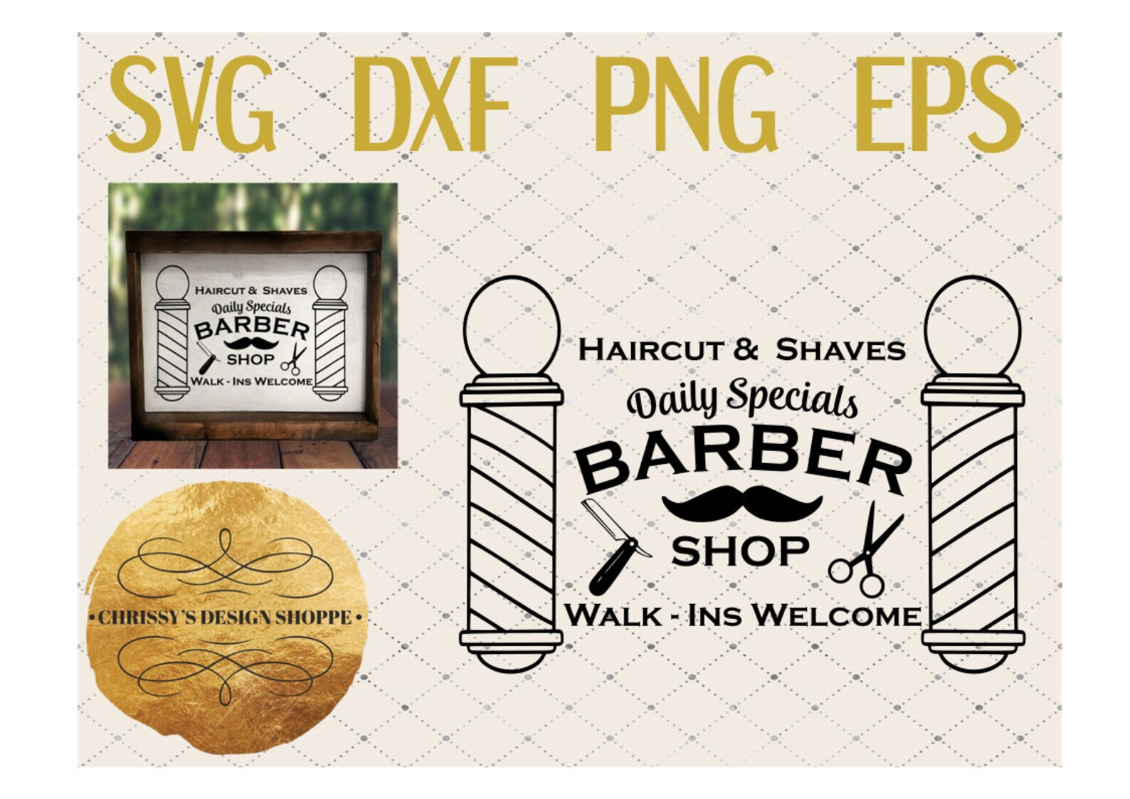 Barber Shop SVG DXF Cut File | Etsy