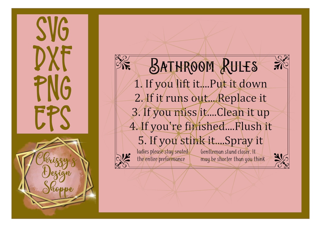 Bathroom Rules SVG - Etsy