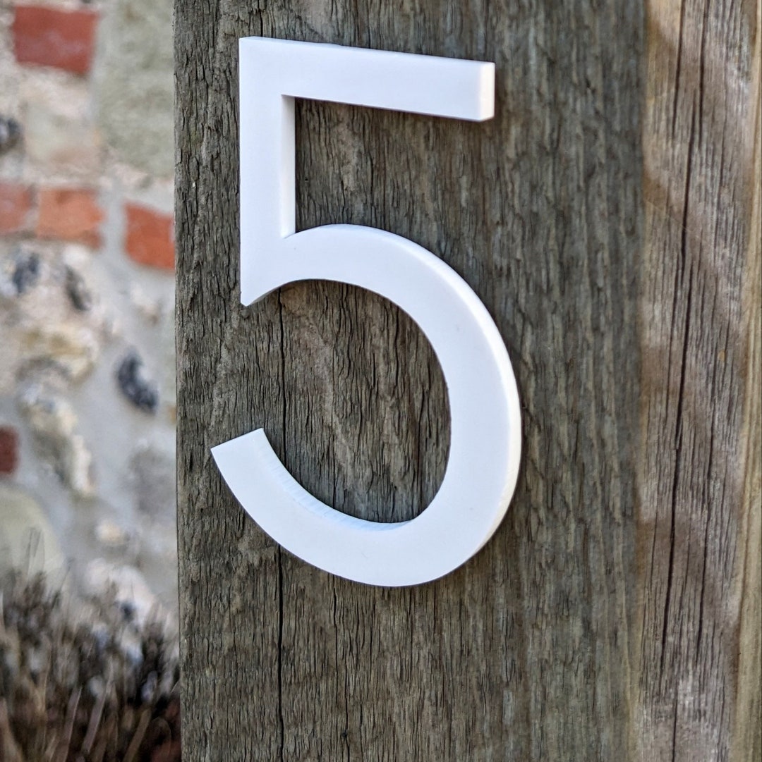 Modern Matt White Door Number, 75mm Small Door Number, Stick on Door ...