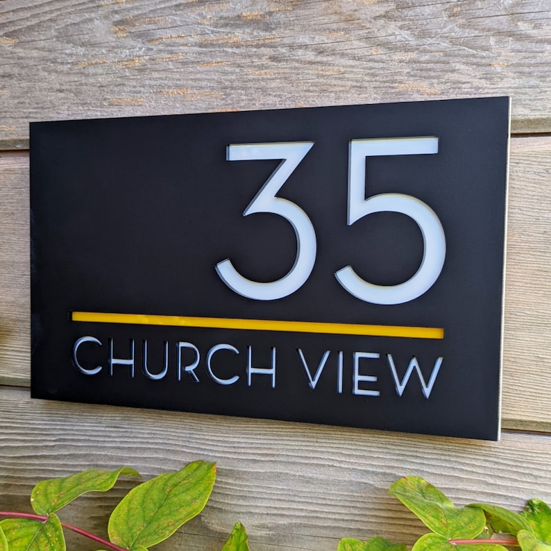 Modern House Number Plaque Recycled Acrylic Customisable - Etsy