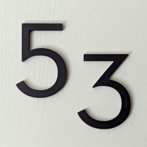 Modern Matt Black Acrylic Door Number, Neutra Font, Stick on Fixings ...