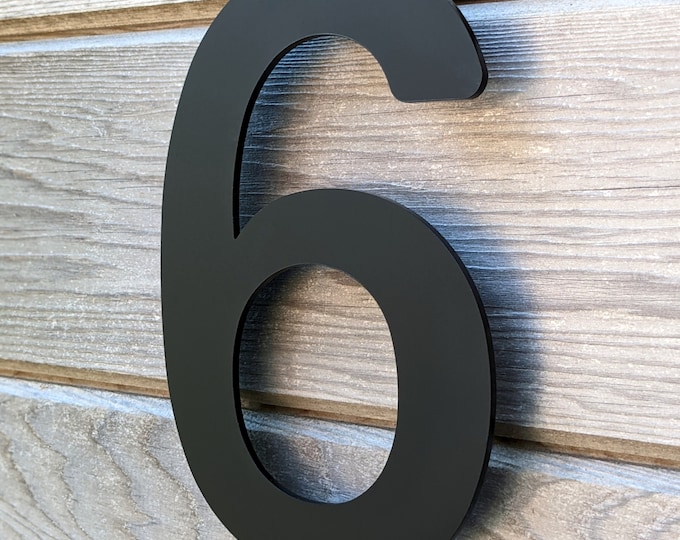 Modern Black House Numbers 20cm - Acrylic Floating - Matt Black House ...