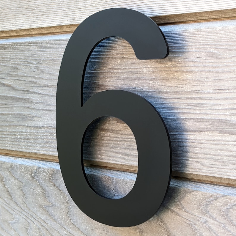 Modern Black House Numbers 20cm - Acrylic Floating - Matt Black House ...