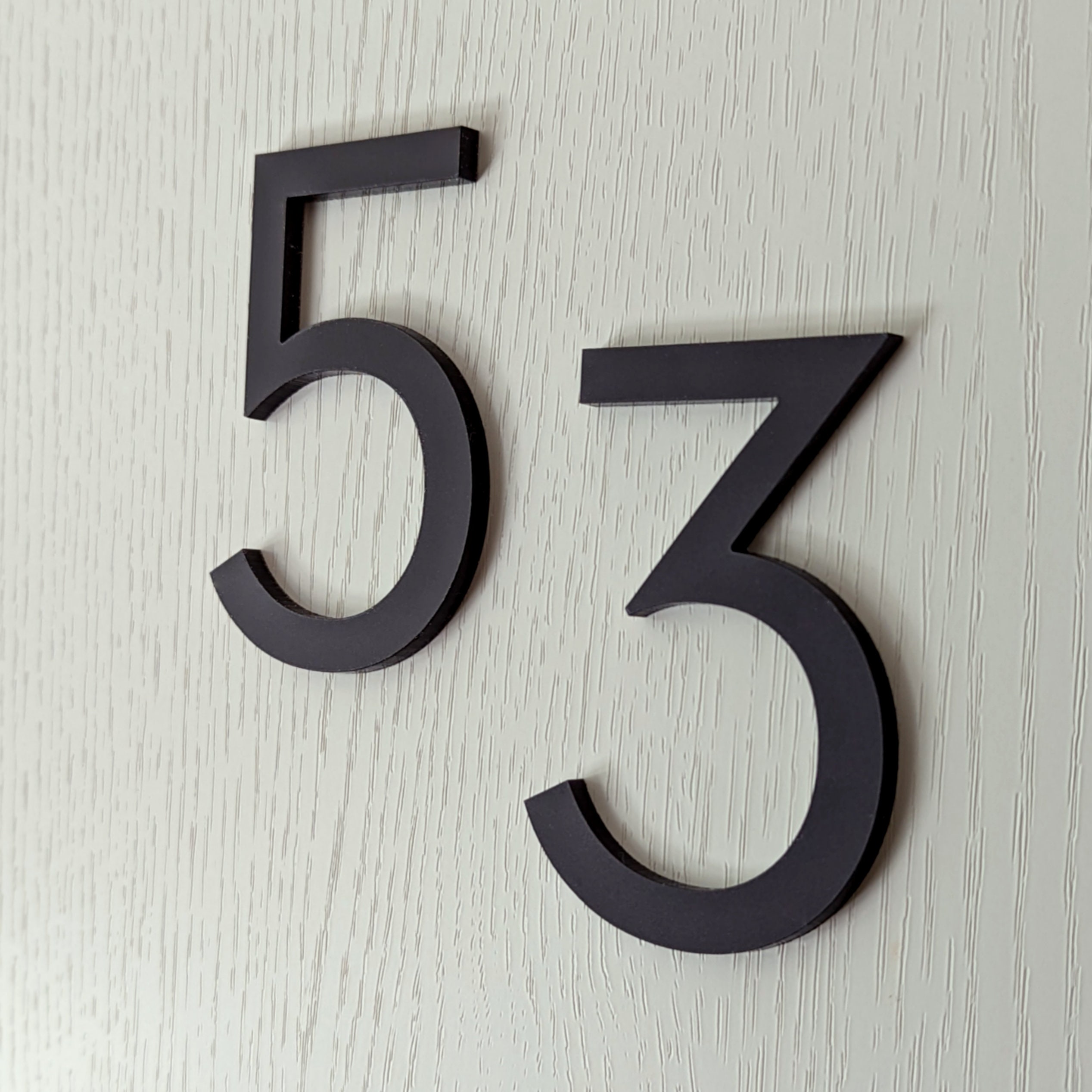 Modern Matt Black Acrylic Door Number, Neutra Font, Stick on Fixings ...