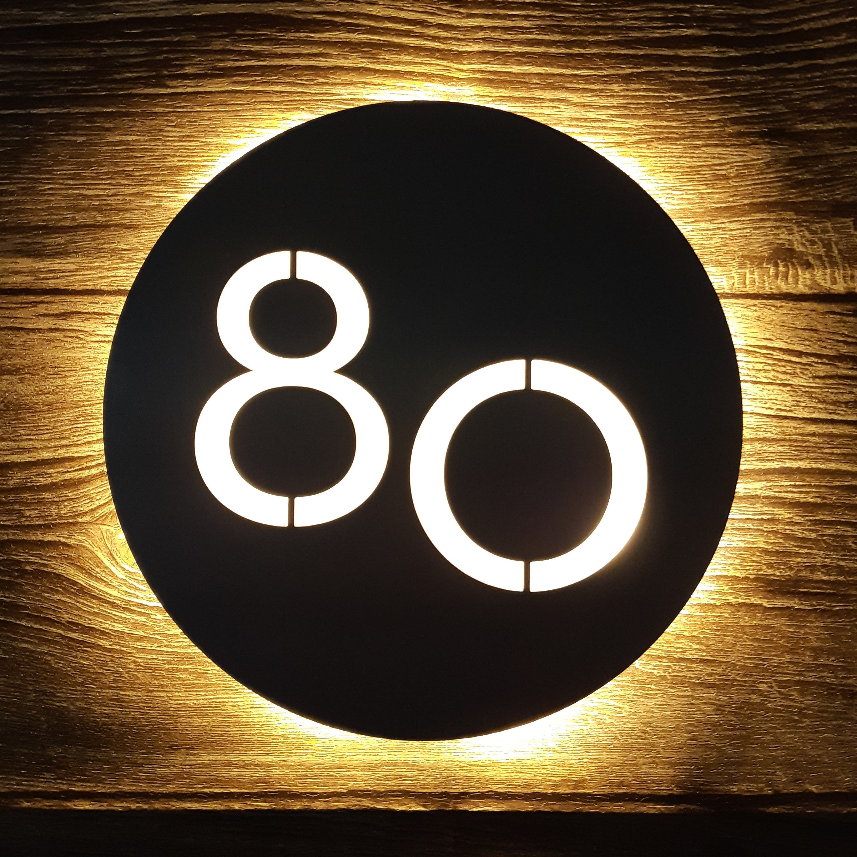 LED Circle House Number Plaque Light up House Number Plaque - Etsy UK