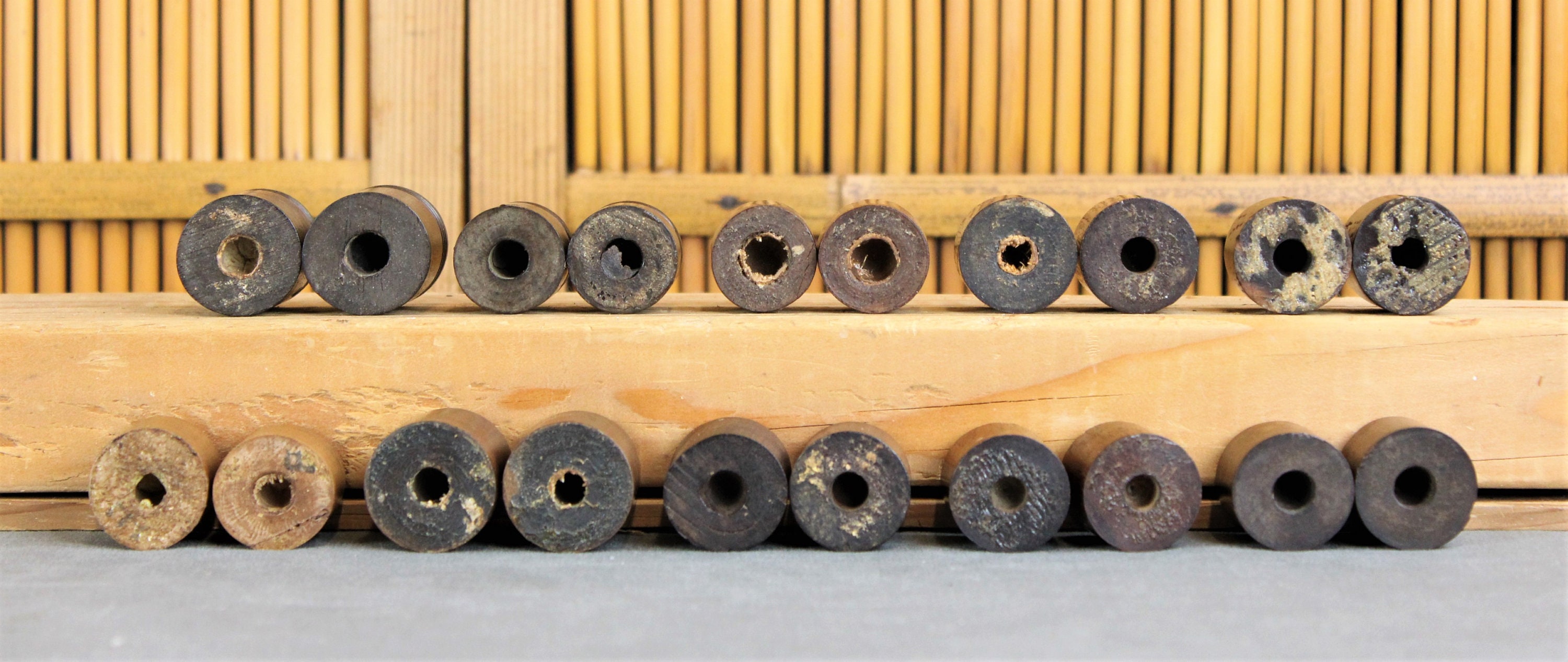 15 Pairs Vintage Japanese Scroll Ends, Hardwood, Ceramic, Lacquer ...