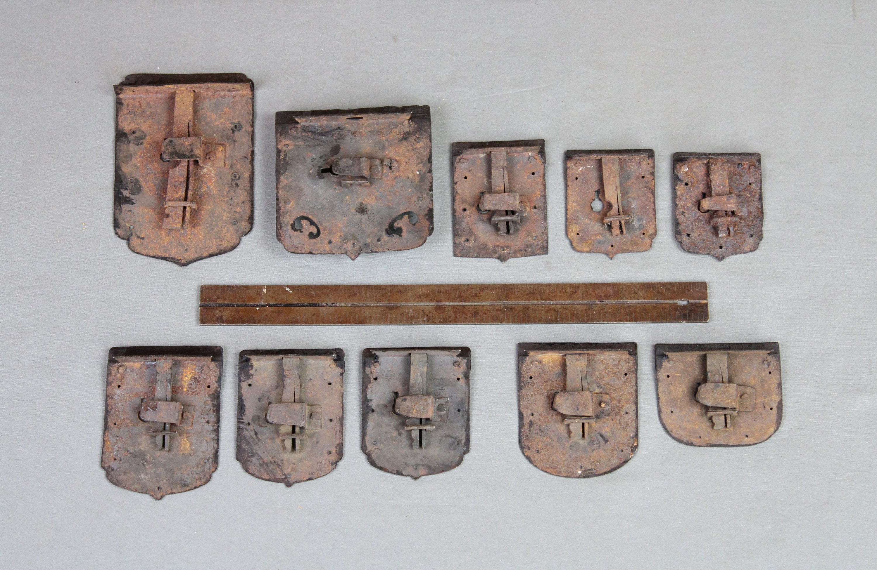 10 Antique Iron Japanese Tansu Locks, Various Styles, Sizes, 2 Large ...