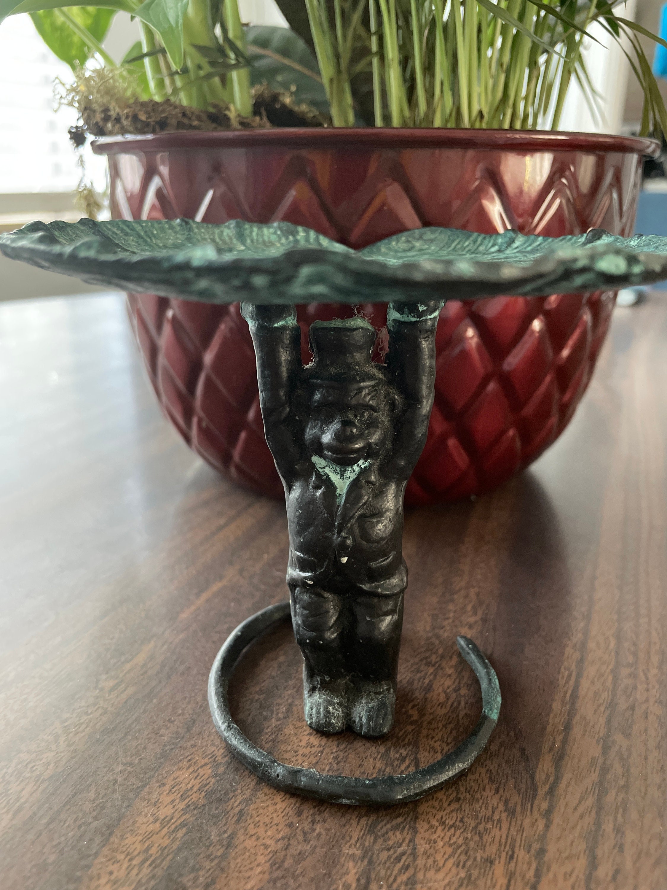 Vintage Bronze Monkey and Lily Pad Business Card Holder With - Etsy
