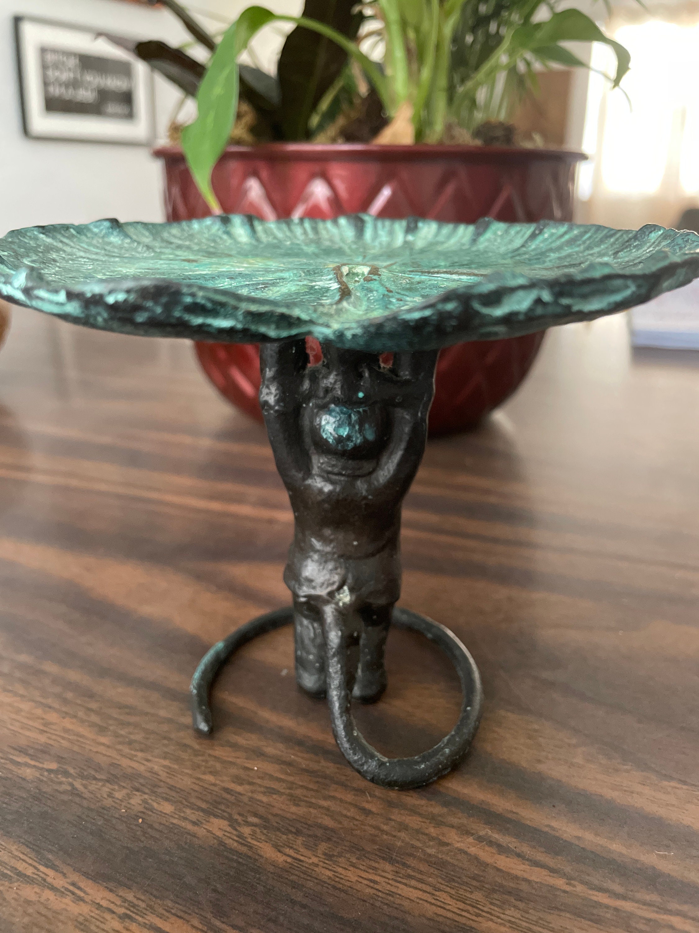 Vintage Bronze Monkey and Lily Pad Business Card Holder With - Etsy