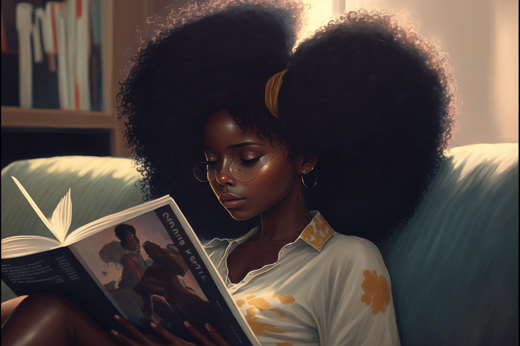 Woman Reading Book Art