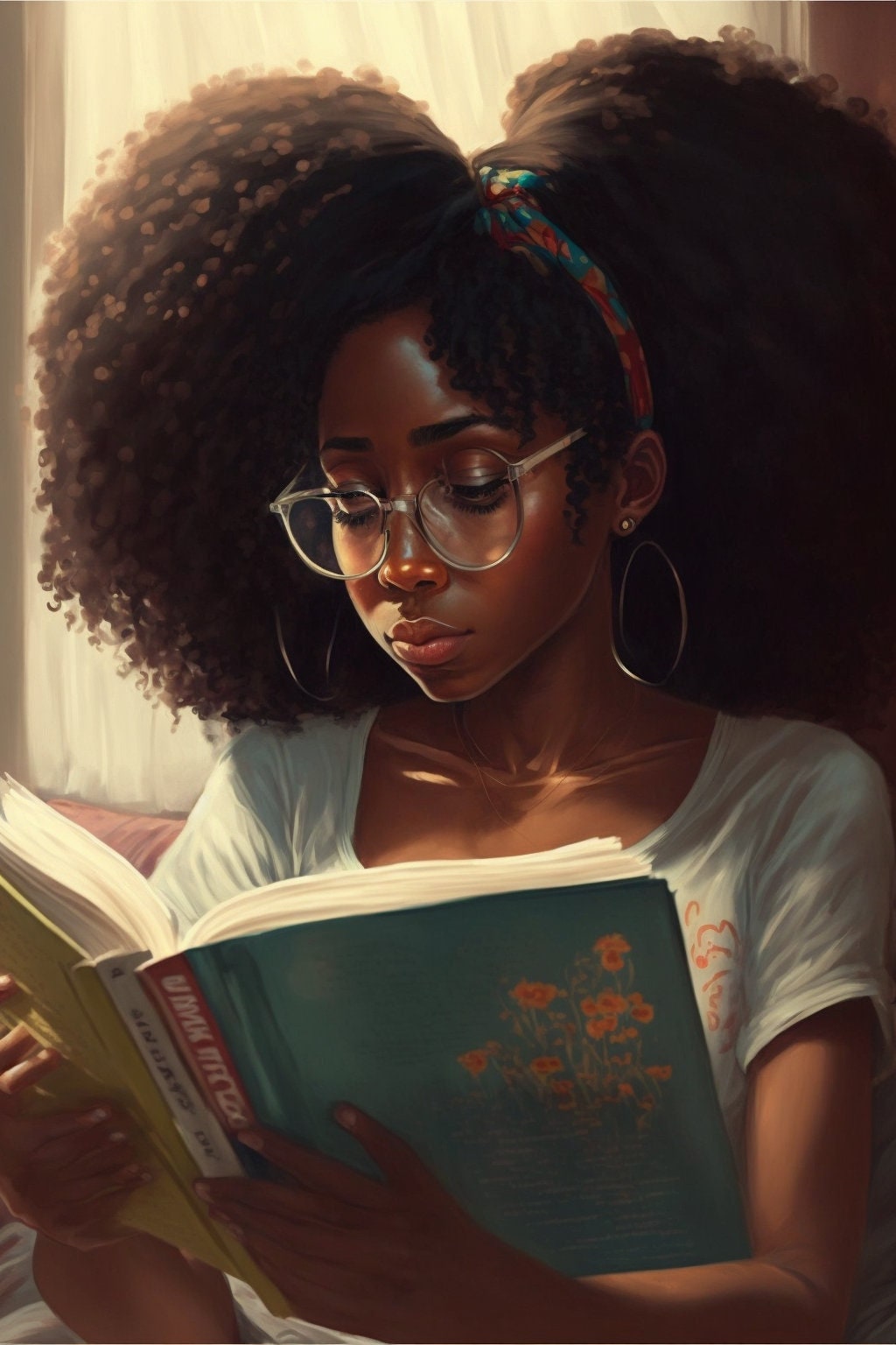 Black Girl Reading Vertical - Etsy
