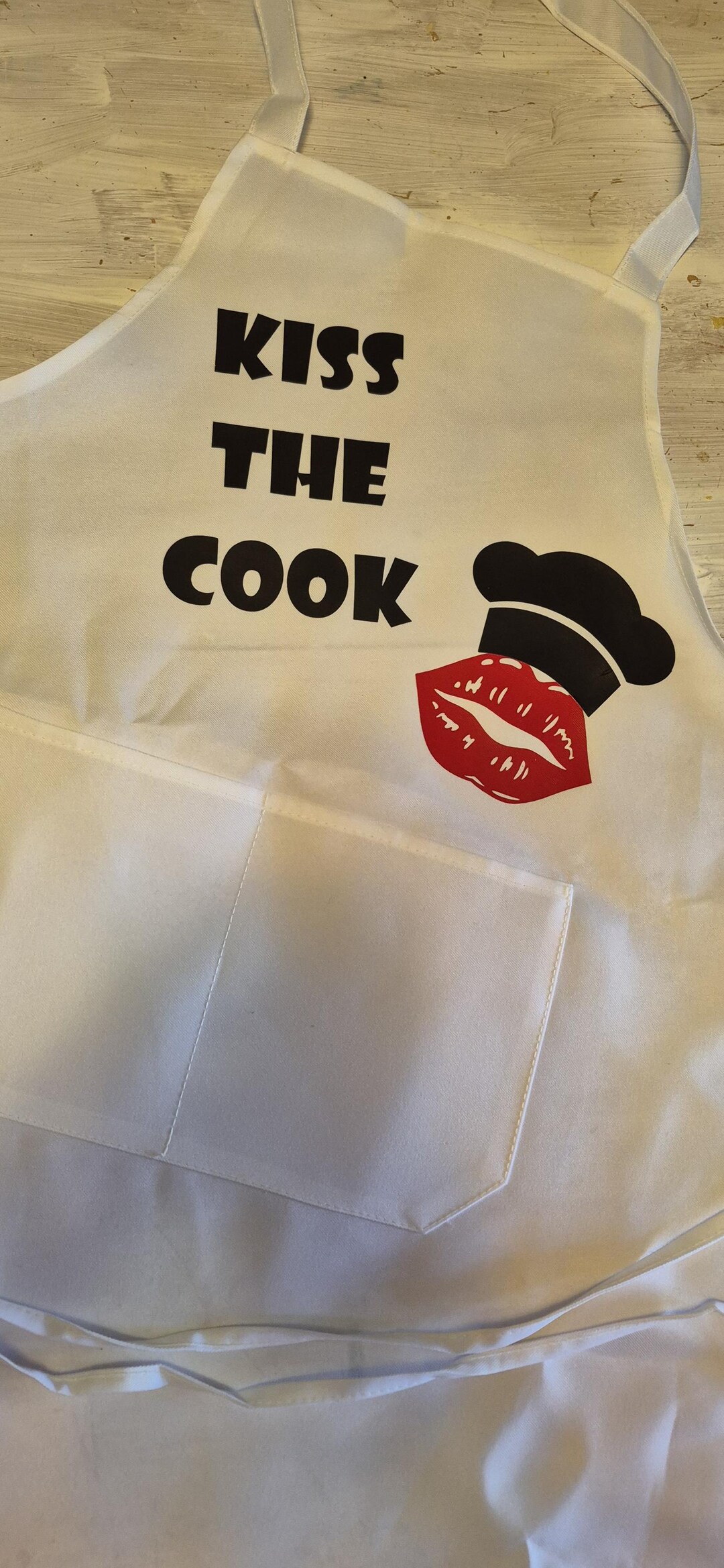 Kiss the Cook Apron: Lips and Chef Hat - Etsy