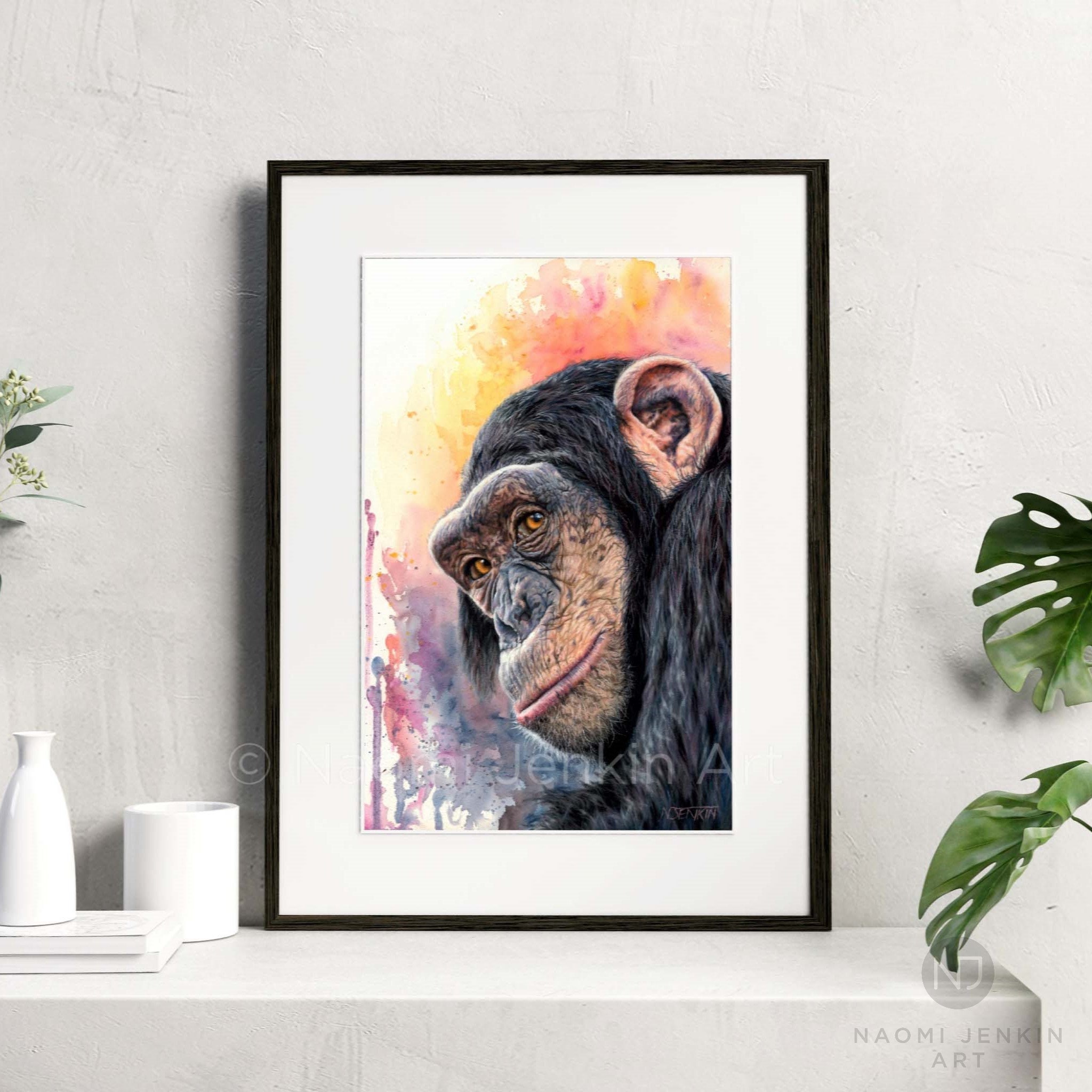 Chimpanzee Art Print: Limited Edition Giclée Print - Etsy