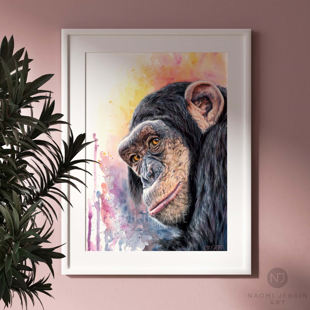 Chimpanzee Art Print: Limited Edition Giclée Print - Etsy