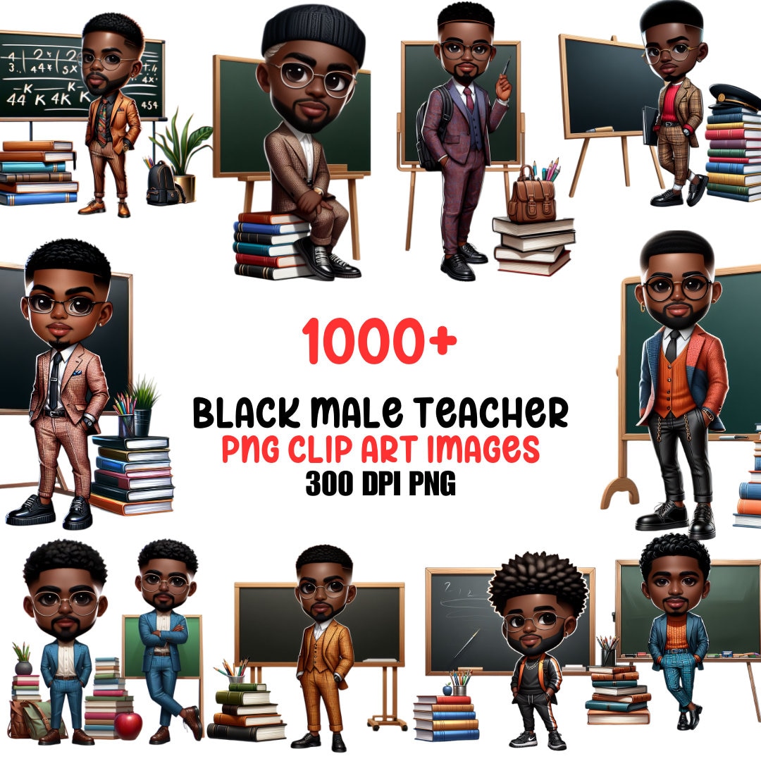 Black Male Teacher Clipart Black Teacher PNG Black Goodnotes Teacher ...