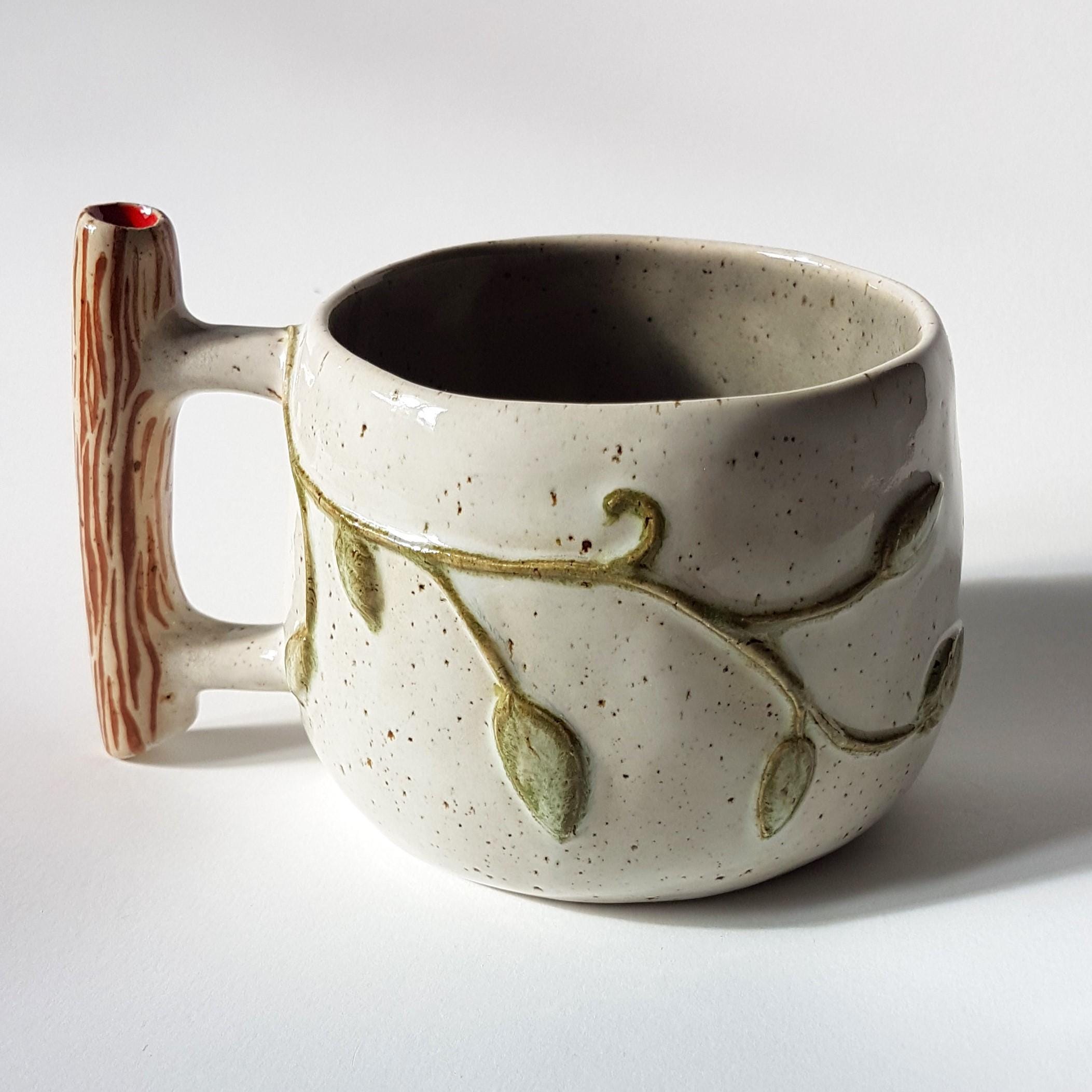 Nature Inspired Ceramic Mug, Botanical Artisan Mug, Handmade Herbal Mug ...