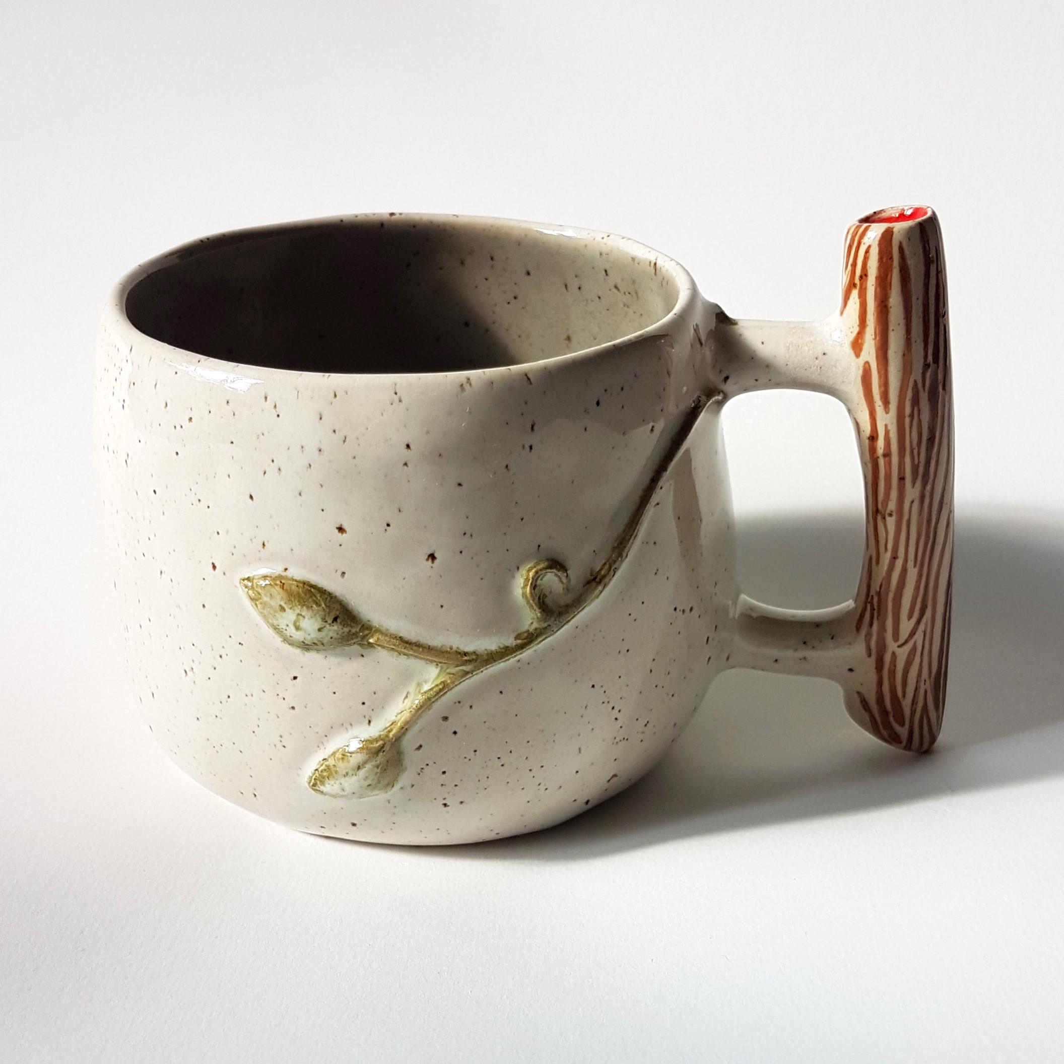 Nature Inspired Ceramic Mug, Botanical Artisan Mug, Handmade Herbal Mug ...